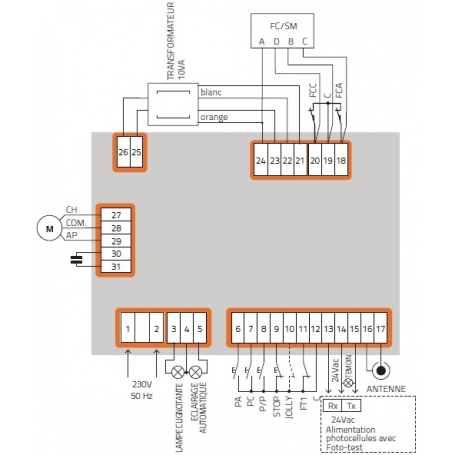 T101 Telcoma - Logique de gestion pour 1 moteur 230V