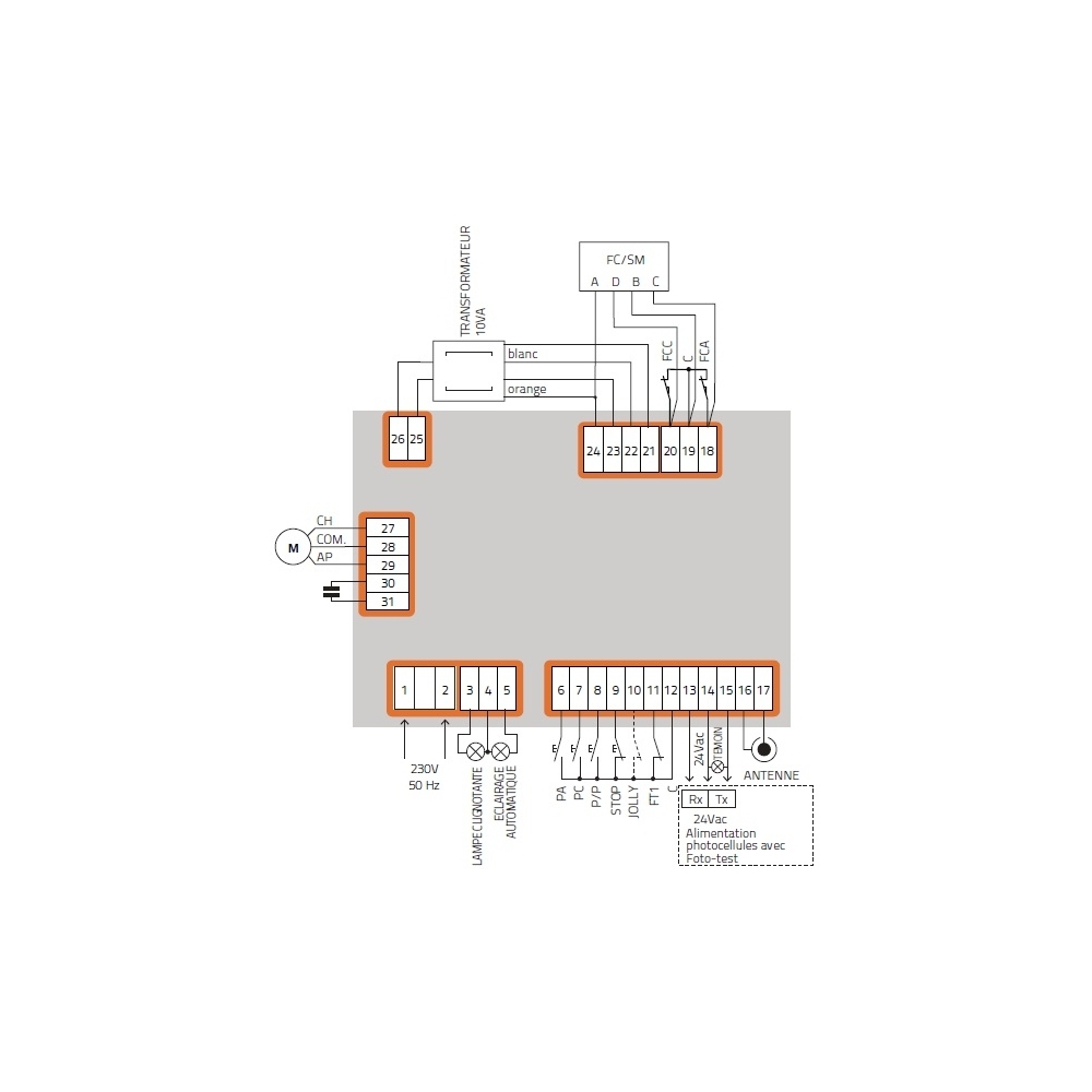 T101 Telcoma - Logique de gestion pour 1 moteur 230V